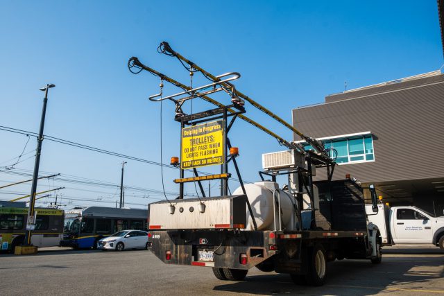 This is how we de-ice the overhead wires that power our trolley ...
