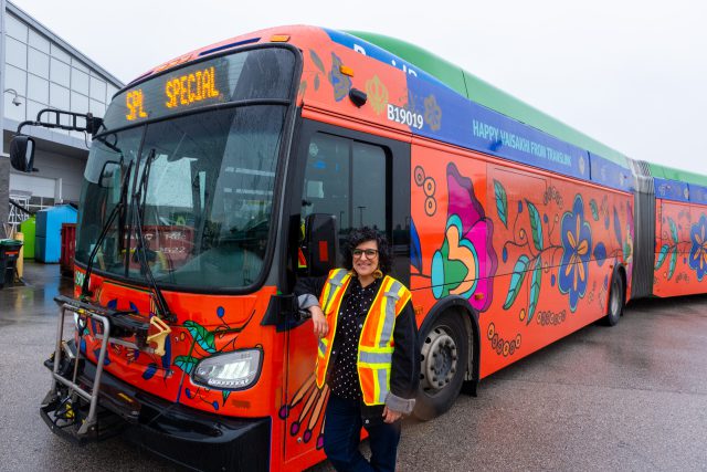 Revealing TransLink's Vaisakhi bus, designed by visual artist Jag Nagra ...
